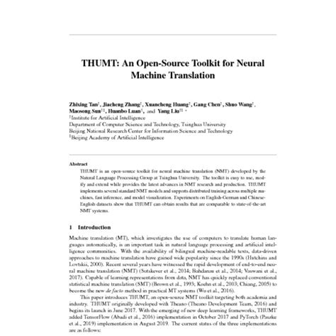 Thumt An Open Source Toolkit For Neural Machine Translation Acl