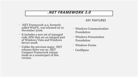 Evolution Of Net Framework And Features Of Different Versions Pptx