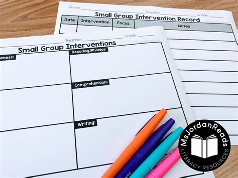 Small Group Intervention Forms Sampler Msjordanreads