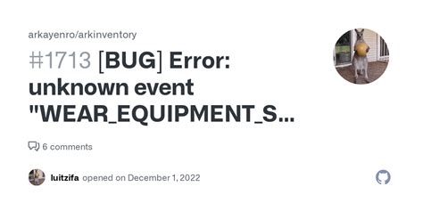 Bug Error Unknown Event Wearequipmentset On Load · Issue 1713
