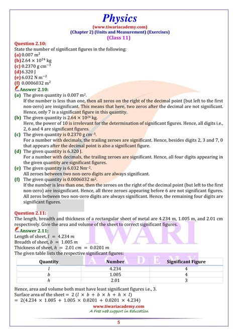 Ncert Solutions For Class 11 Physics Chapter 2 Units And Measurements