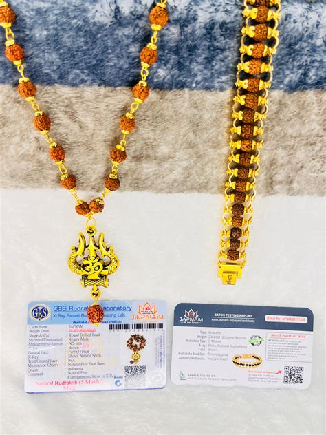 Trishool Mala Original Natural Rudraksha Bracelet 5 Mukhi Combo L