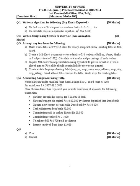 Fybca Updated First Sem Slips Pdf Banks Cheque