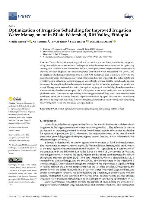 Pdf Optimization Of Irrigation Scheduling For Improved Irrigation