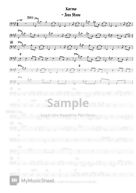 Joss Stone Karma 베이스기타 악보입니다 Tab 1staff By 이원재