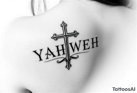 Make An Arm Tattoo Where The Letters Yahweh And A Cross Attaching It