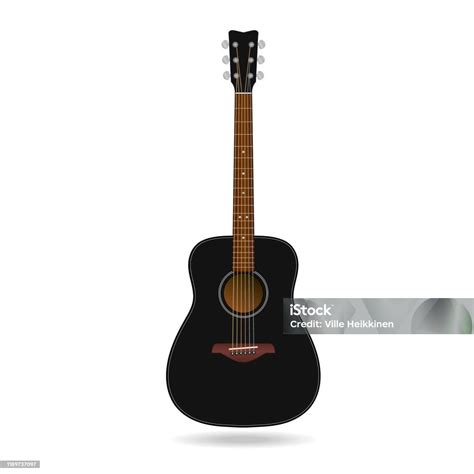 사실적인 어쿠스틱 기타 아이콘 모양 실루엣입니다 악기 로고 기호 기호입니다 벡터 일러스트 이미지입니다 흰색 배경에 격리 기타
