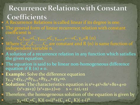 Linear Recurrence Relations With Constant Coefficients