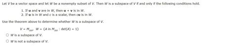 Solved Let V Be A Vector Space And Let W Be A Nonempty