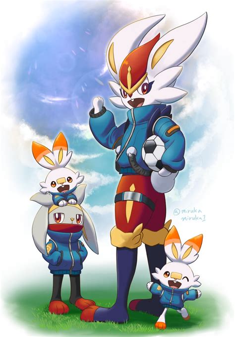 Scorbunny Cinderace And Raboot Pokemon Drawn By Mirukya Danbooru