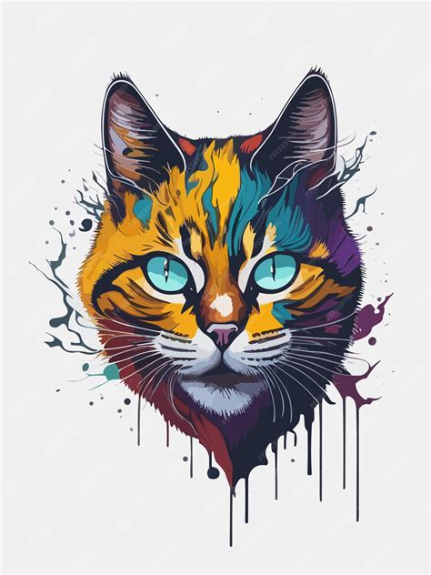 Premium Vector Wpap Cat Face Illustration