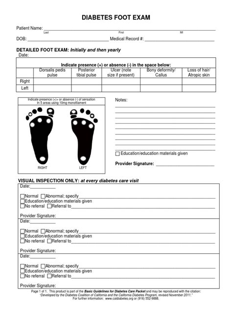 Diabetic Foot Exam Template
