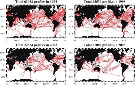 Spatial Distribution And Number Of Xbt Profiles Used In The All