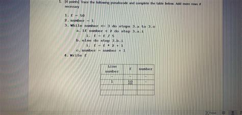 Solved 1 14 Points Trace The Following Pseudocode And