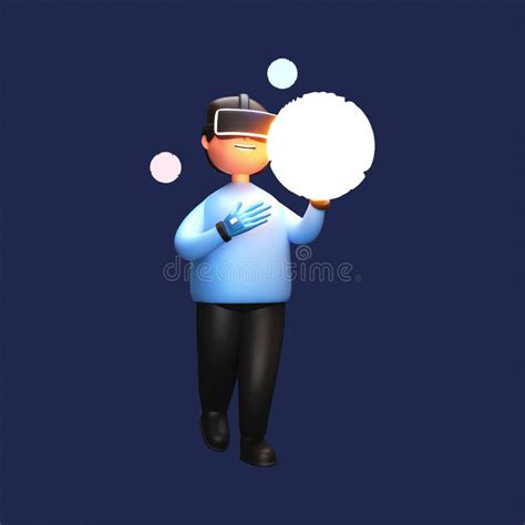 3d Rendering Of A Male Character Wearing Vr Goggle With Touching