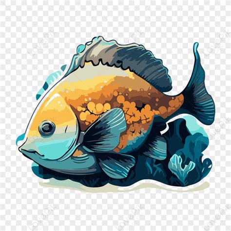 물고기가 몸에서 헤엄치는 스티커 일러스트 클립 아트 벡터 상표 Png 일러스트 무료 다운로드 Lovepik