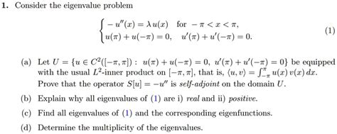 solved consider the eigenvalue problem u x au z for t