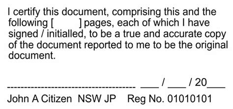 JP Stamp NSW I Certify This Document Comprising This Multiple Pages Stamp Store