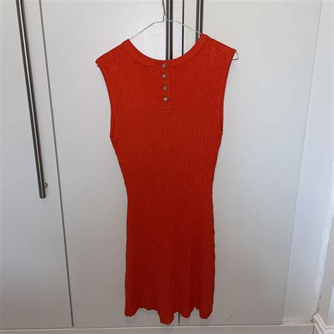 Zara Orange Knit Mini Dress With Embellishment Worn Depop