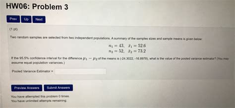 solved hw06 problem 3 prev up next ni 43 1 pt two