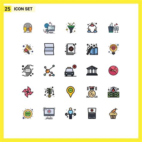 Universal Icon Symbols Group Of 25 Modern Filled Line Flat Colors Of