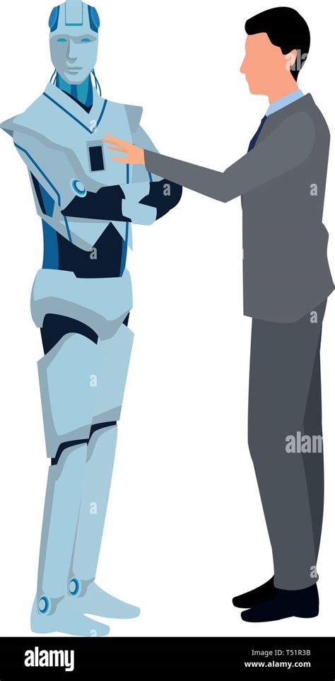 Humanoid Robot And Businessman Stock Vector Image And Art Alamy