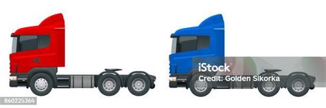 트럭 트랙터 또는 세미 트레일러 트럭 화물 제공 차량 서식 파일 벡터 백색 보기 측에 격리 클릭 한 번으로 색상을 변경 합니다