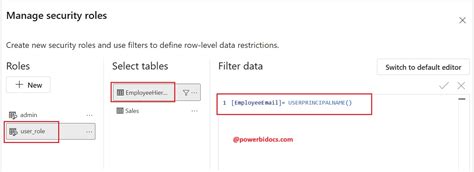 dynamic row level security rls in power bi based on user login