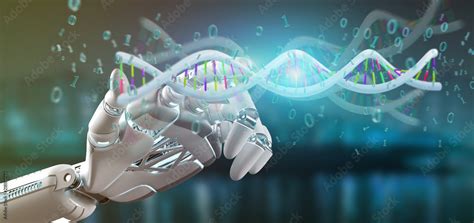 data coded dna with binary file around 3d rendering stock illustration