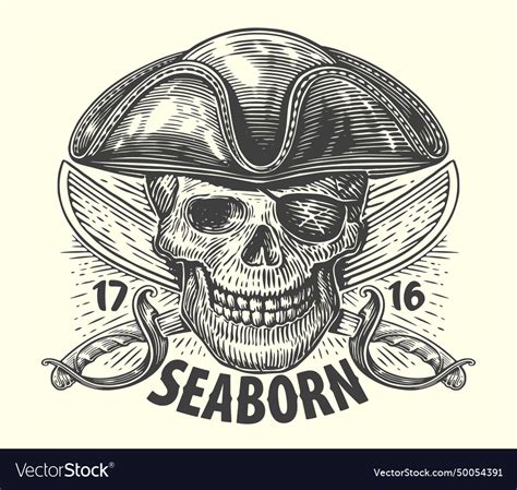 Seaborn Pirate In Cocked Hat With Crossed Sabers Vector Image