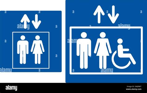 Elevator Sign And Elevator Sign For Disable Person On A White Background Stock Vector Image