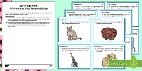 Easter Egg Hunt Word Problems Activity Twinkl Usa Twinkl