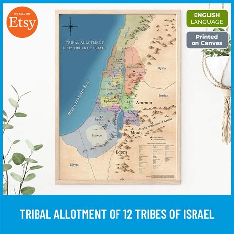Tribal Allotment Of 12 Tribes Of Israel Map Promised Land Division
