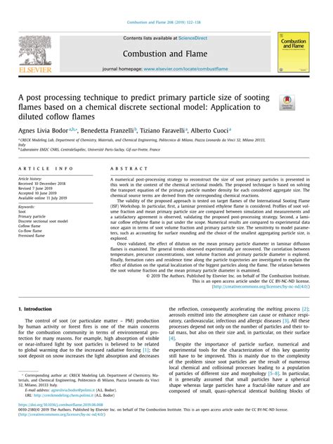 Pdf A Post Processing Technique To Predict Primary Particle Size Of Sooting Flames Based On A