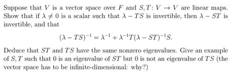 Solved Suppose That V Is A Vector Space Over F And S T V