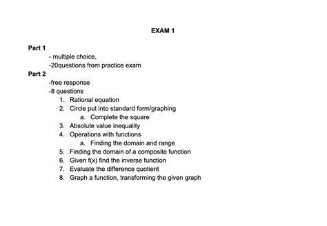 Pre Calc Exam 1 Diagram Quizlet