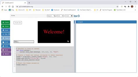 Codeskulptor For Python 3 Default Program Youtube