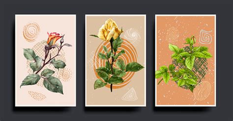 손으로 그리기 벽 프레임 인쇄물 캔버스 인쇄물 포스터 수채화 꽃 및 추상 벽 예술 벡터에 대 한 유기적 모양 디자인 Vip 초대를 위한 고전적인 고대 카드 디자인 0명에