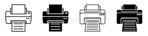 Print Icons Versions Set In Black Flat And Line Style Stock Vector Illustration Of Graphic