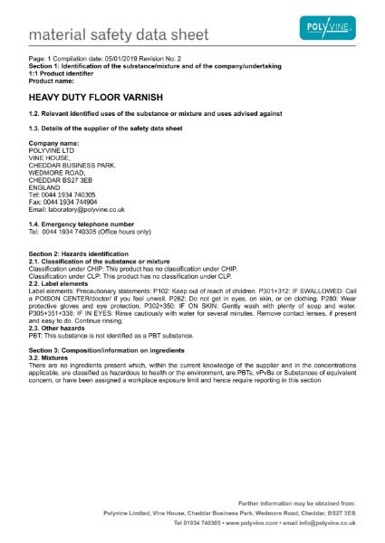 Heavy Duty Floor Varnish Material Safety Data Sheet Nbs Source