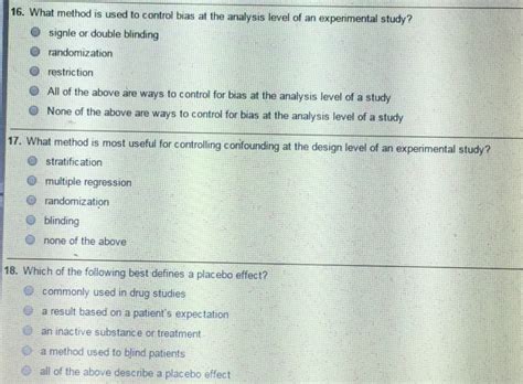 Solved 16 What Method Is Used To Control Bias At The Chegg Com