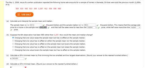 Solved D ﻿calculate A 15 ﻿trimmed Mean Round Your