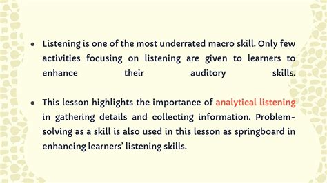 SOLUTION: Analytical listening in problem solving - Studypool