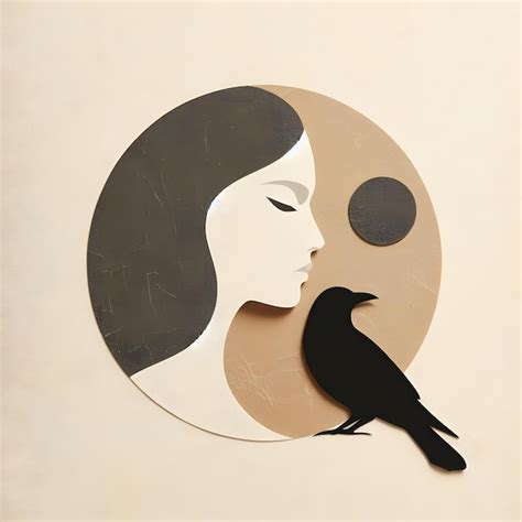 Premium Photo Collage Featuring A Womans Face And Crow