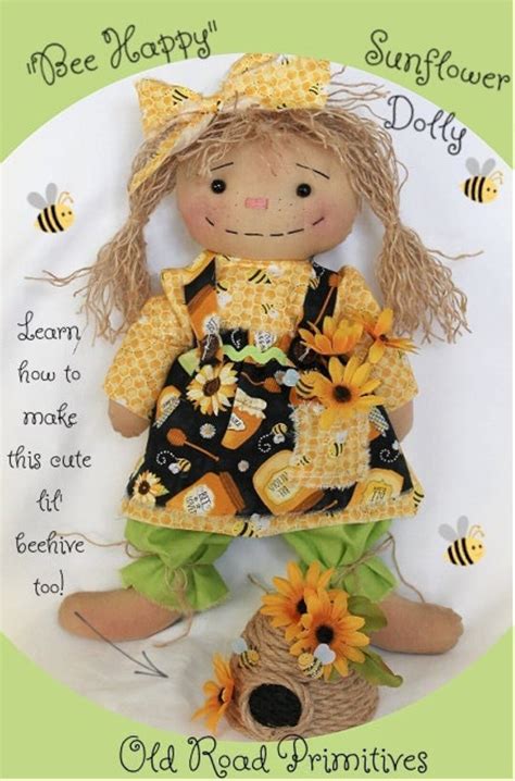 Bee Happy Sunflower Dolly And Beehive Pattern Raggedy Ragdoll Pdf