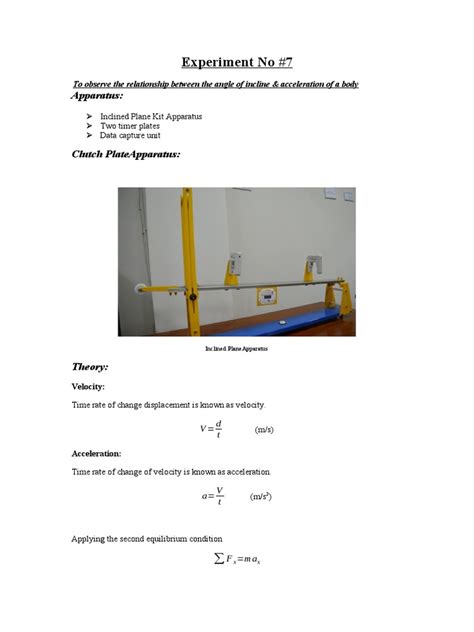 Experiment No 7 Inclined Plane Download Free Pdf Slope