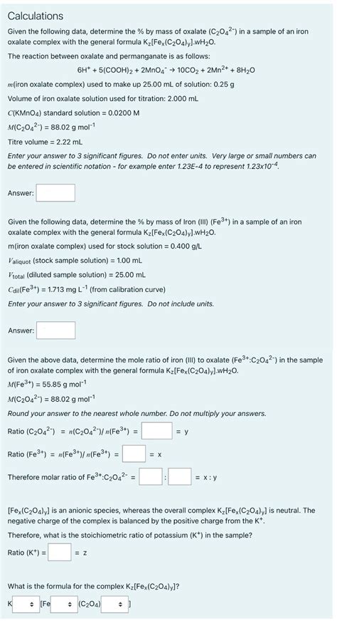 Solved Calculations Given The Following Data Determine The