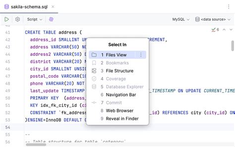Database Object And File Navigation Datagrip Documentation