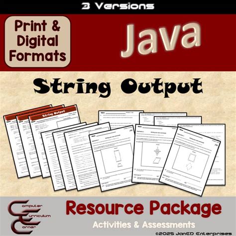 Java Basics String Output 3 Version Coding Activities And Assessments