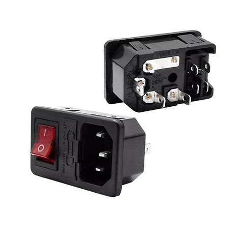 Best 10a 250v Ac Power Socket Plug Receptacle With Red Rocker Switch And Fuse Holder Socket 3 4